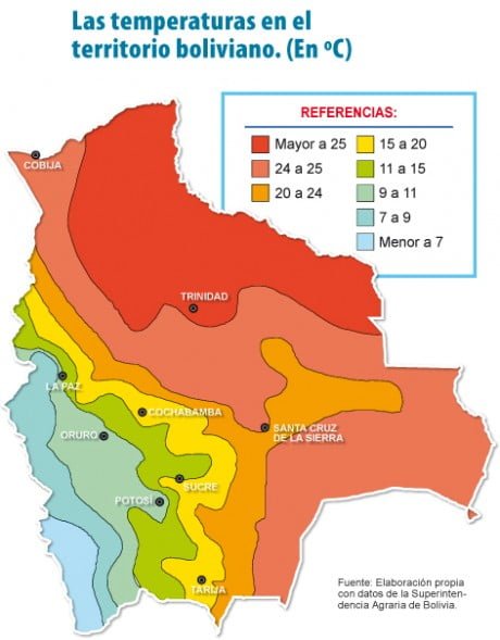 Mapa | Las temperaturas en el territorio boliviano - La nueva CEDIB