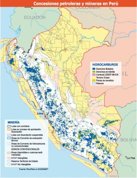 Mapa | Concesiones petroleras y mineras en Perú - La nueva CEDIB